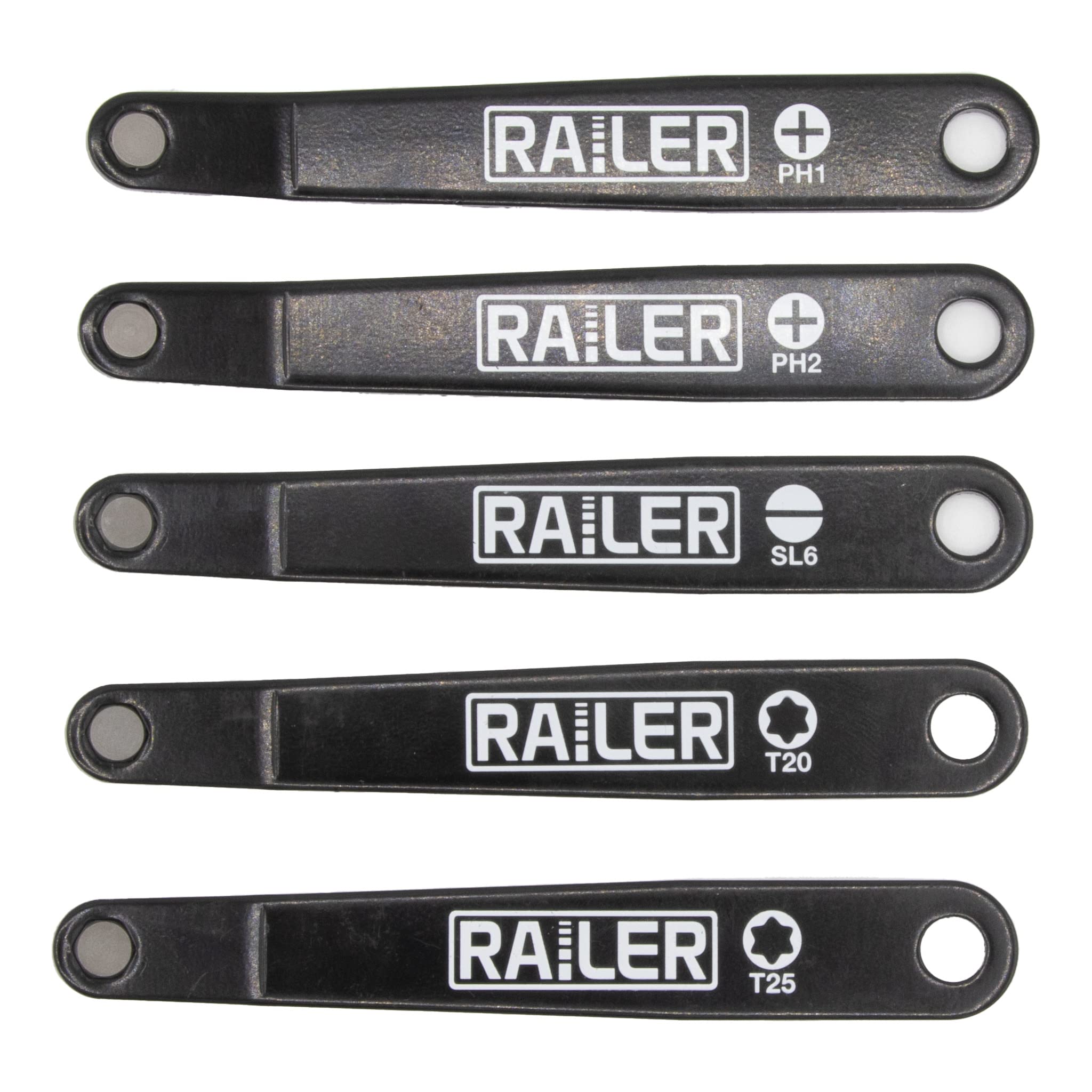Low Profile Offset Screwdriver Set β Railer S2 Steel Ultra Thin Slim Profile Angled EDC Screwdriver 5pc Set | Philips #1, 2, TORX T20, T25, and Slotted SL6