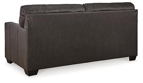 Signature Design by Ashley Belziani Modern Tufted Leather Match Sofa, Black