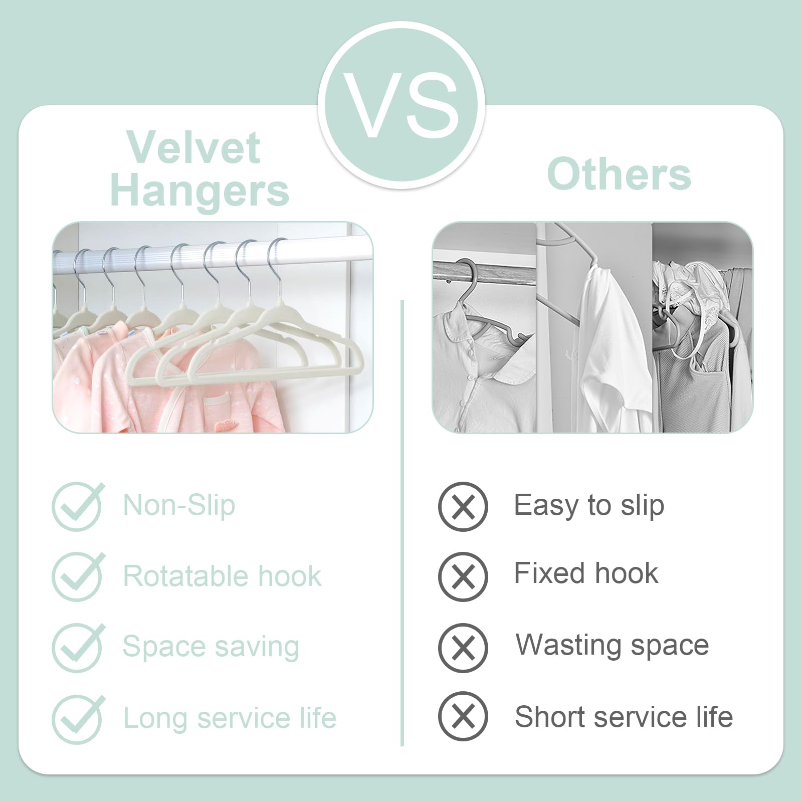 Premium Velvet Hangers 50 Pack, Non-Slip Clothes Hangers,Suit Hangers-Pants Hangers with 360 Degree Rotatable Hook, Ideal for Heavy Duty Coat, Grey
