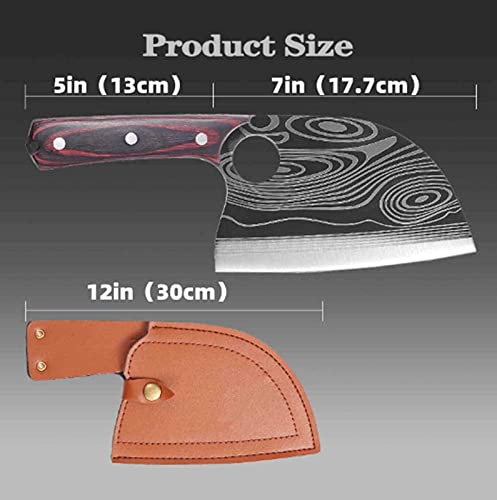Meat Cleaver for Meat Cutting and Serbian Chef Knife Heavy Duty