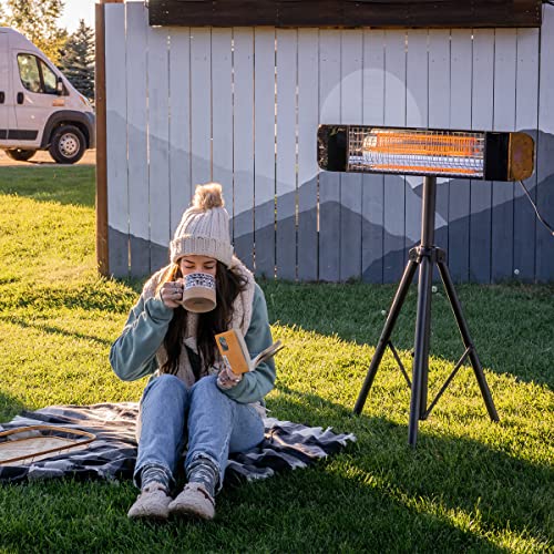 MAXOAK Infrared Patio Heater 1500W Electric Space Heater, Outdoor&Indoor Heater,IP65,Tip-over Protection,Remote Control,Stand/Wall/Ceiling Mounted for Bedroom,Balcony,Courtyard, Garage