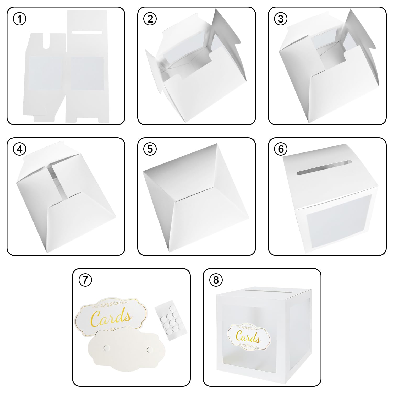 QIKSION Wedding Card Box for Reception, Frosted with White Border Gift Card Box for Wedding, Bridal & Baby Showers, Wishing Well Party, Birthdays, Retirements, Open Houses, Anniversaries