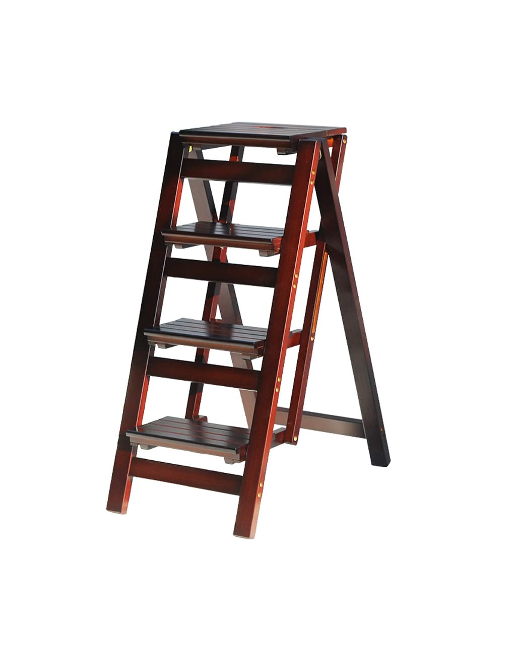 Step Stool for Adults/Step Ladder/Counter Chair, Step Folding Portable Wooden Step Stool, Anti-Slip & Lightweight(Size:Walnut 4 layers)