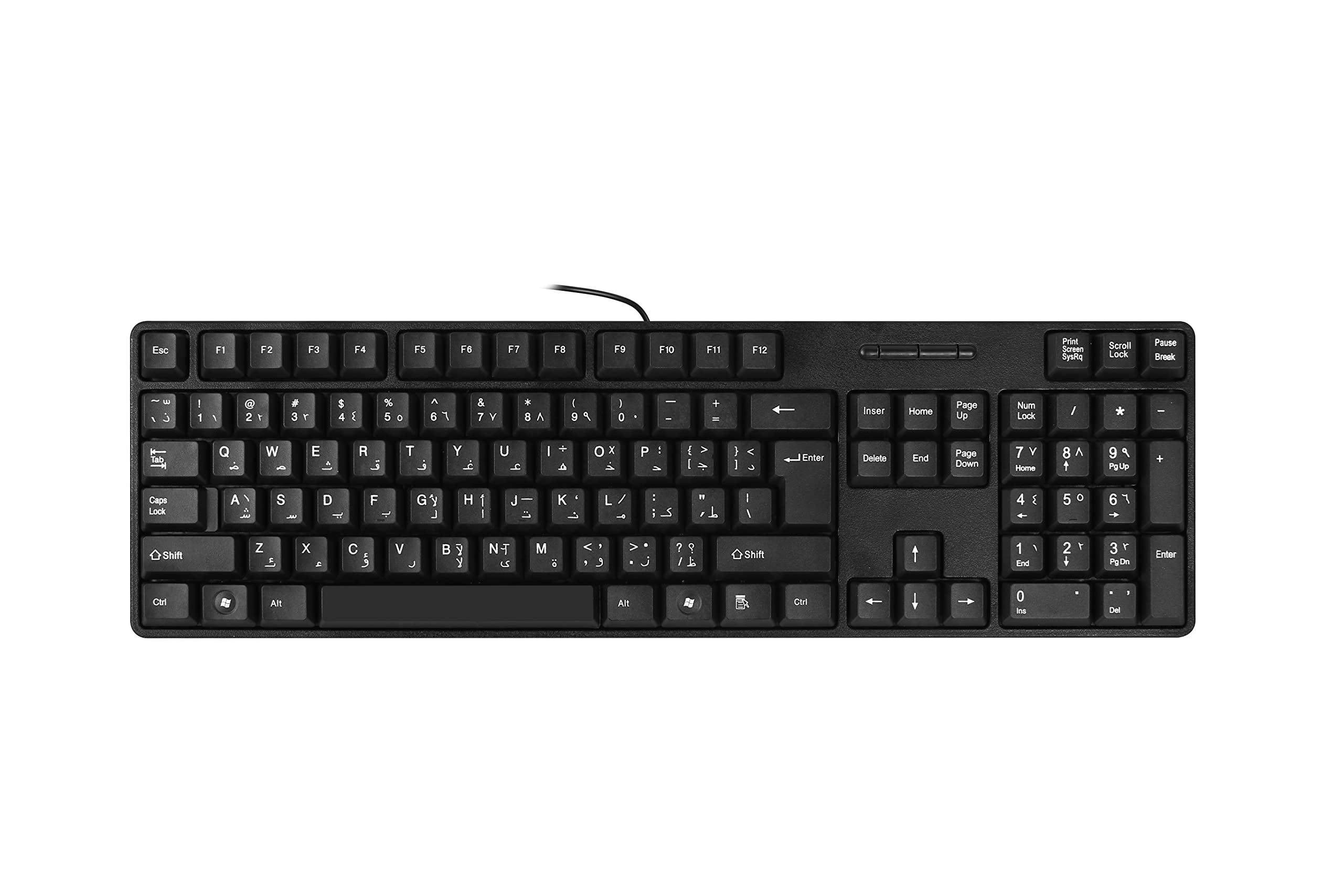 MCSaite Wired Arabic/English Computer Keyboard, Full-Size Keyboard, 104-keys, USB Plug-and-Play, Foldable Stands, Compatible with PC, Laptop