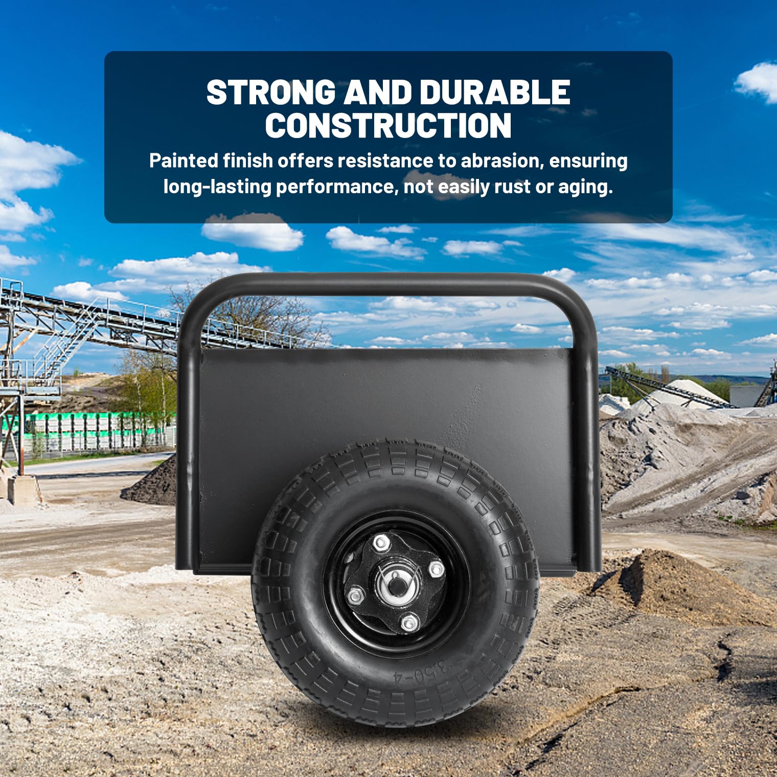 Reykilor Heavy Duty Panel Dolly, Slab Dolly, 10" Solid Rubber Tires, 1000lbs Panel Cart with Handle, All-Terrain Movement for Drywall, Wood Paneling, Wall Panel, Sheetrock, Lumber, Door Material