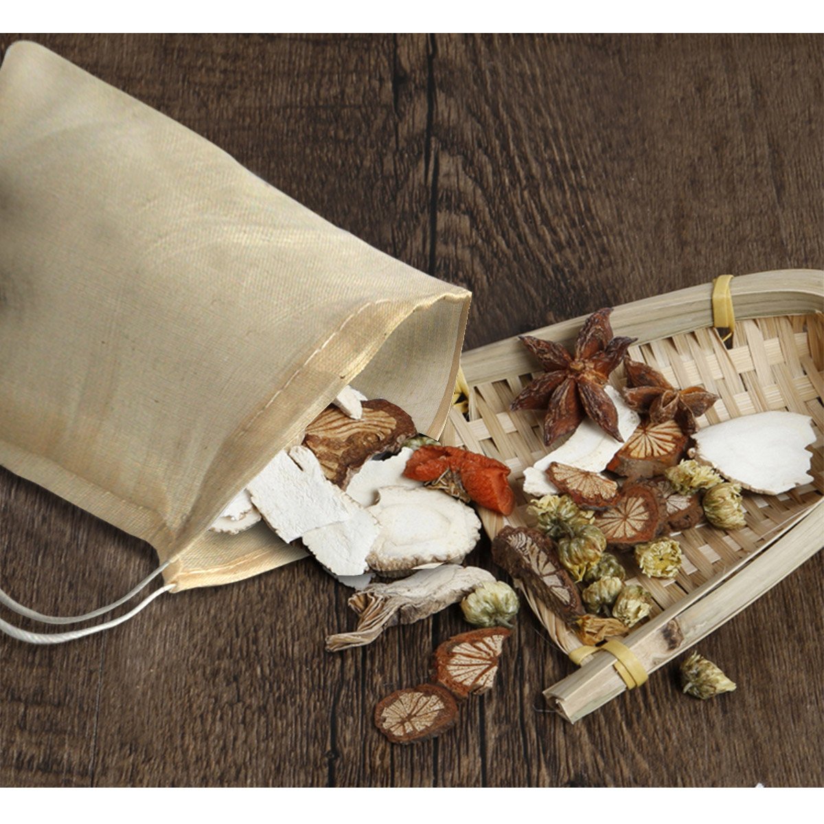 kingleder 12Pack Reusable Drawstring Cotton Soup Bags, Straining Herbs Cheesecloth Bags, Coffee Tea Brew Bags, Soup Gravy Broth Stew Bags, Bone Broth Brew Bags(4''x6'')