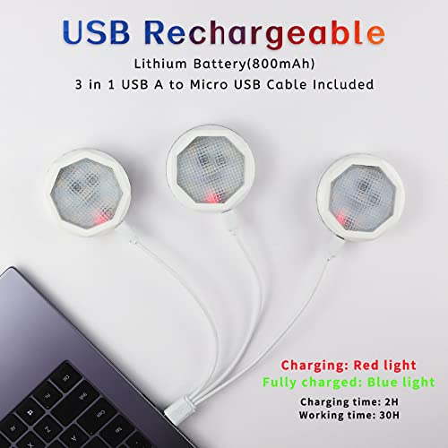 MFOX Under Cabinet Lights Wireless, Puck Lights with Remote Control, LED Color Changing Closet Lights USB Rechargeable, Dimmable LED Ceiling Lights for Bedroom
