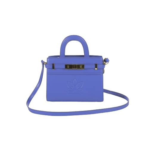 LOTUS NOIR™ - "Nicole Matte Embossed Vegan Leather Sling Purse with Detachable and Adjustable Strap (Blue)