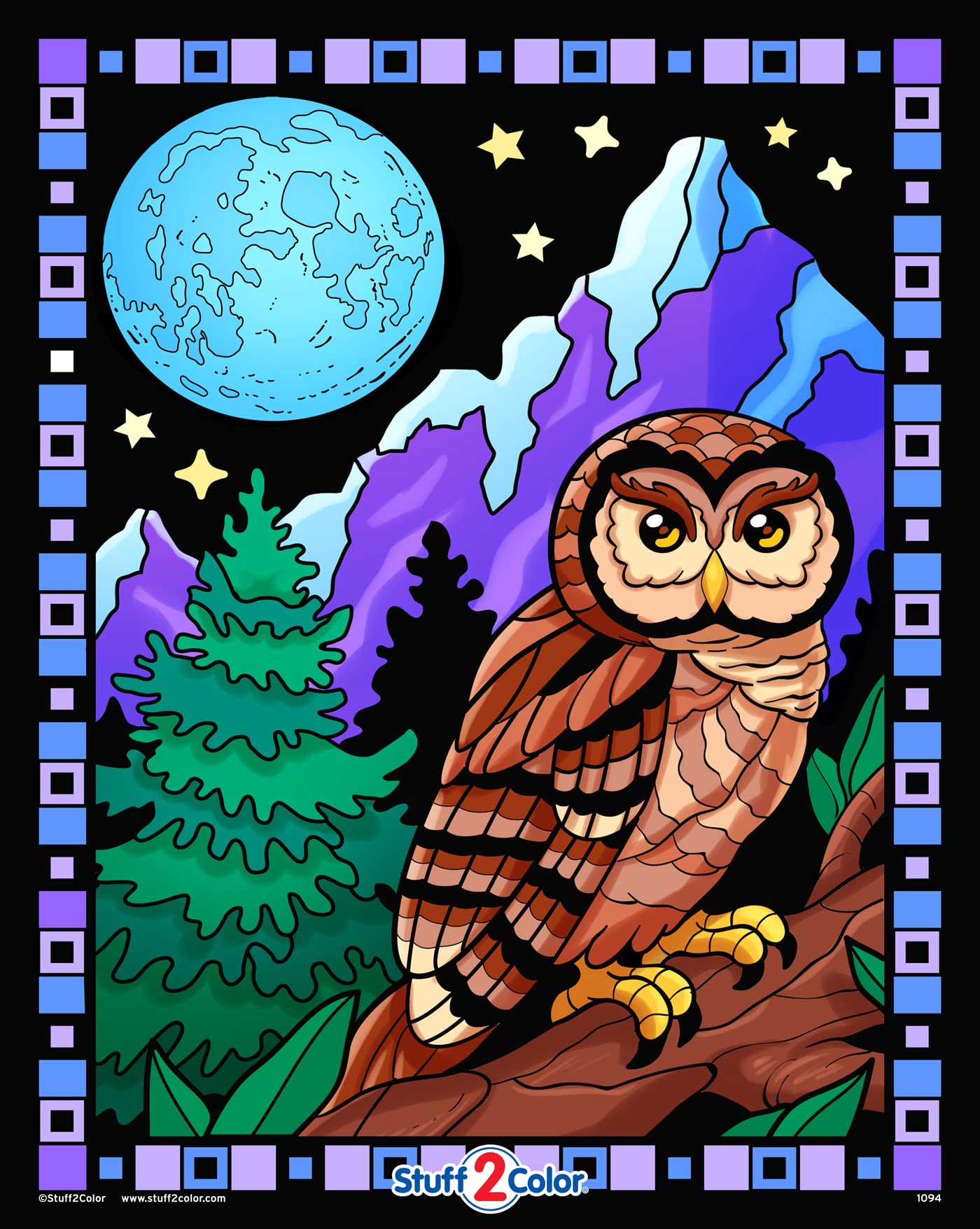 Midnight Owl Velvet Coloring Poster - All Ages Coloring for Kids, Toddlers, Teens, and Adults (Great for Arts and Crafts Coloring Time, After School, or as a Family Activity)