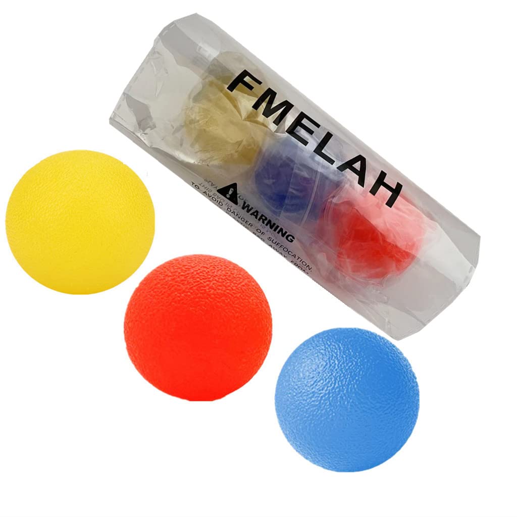 FMELAH 3 Resistance Levels Physical Therapy Hand Exercise Ball Stress Relief Balls Set Squeeze Balls Kits for Hand Finger Wrist Muscles Arthritis Hand Grip Strength Trainer
