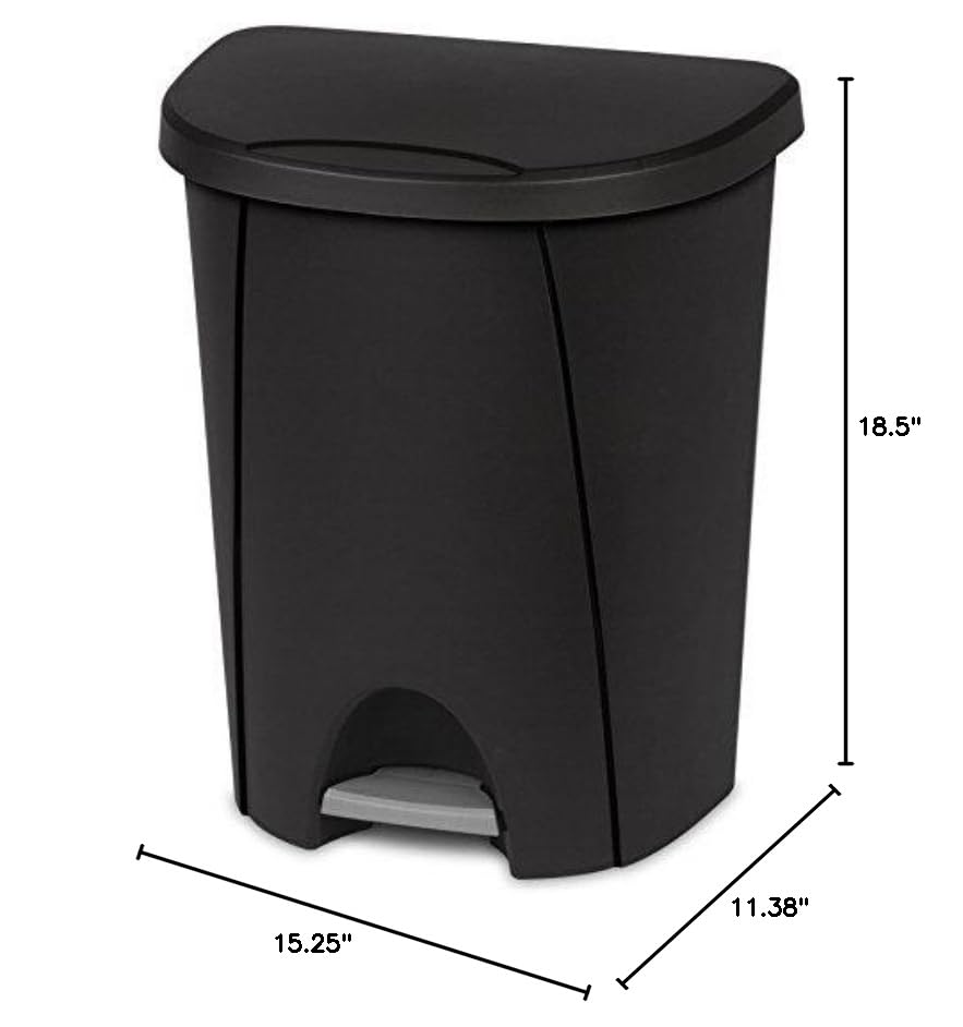 STERILITE 1094901094900404 BLK Step Can, 6.6 Gallon, Black