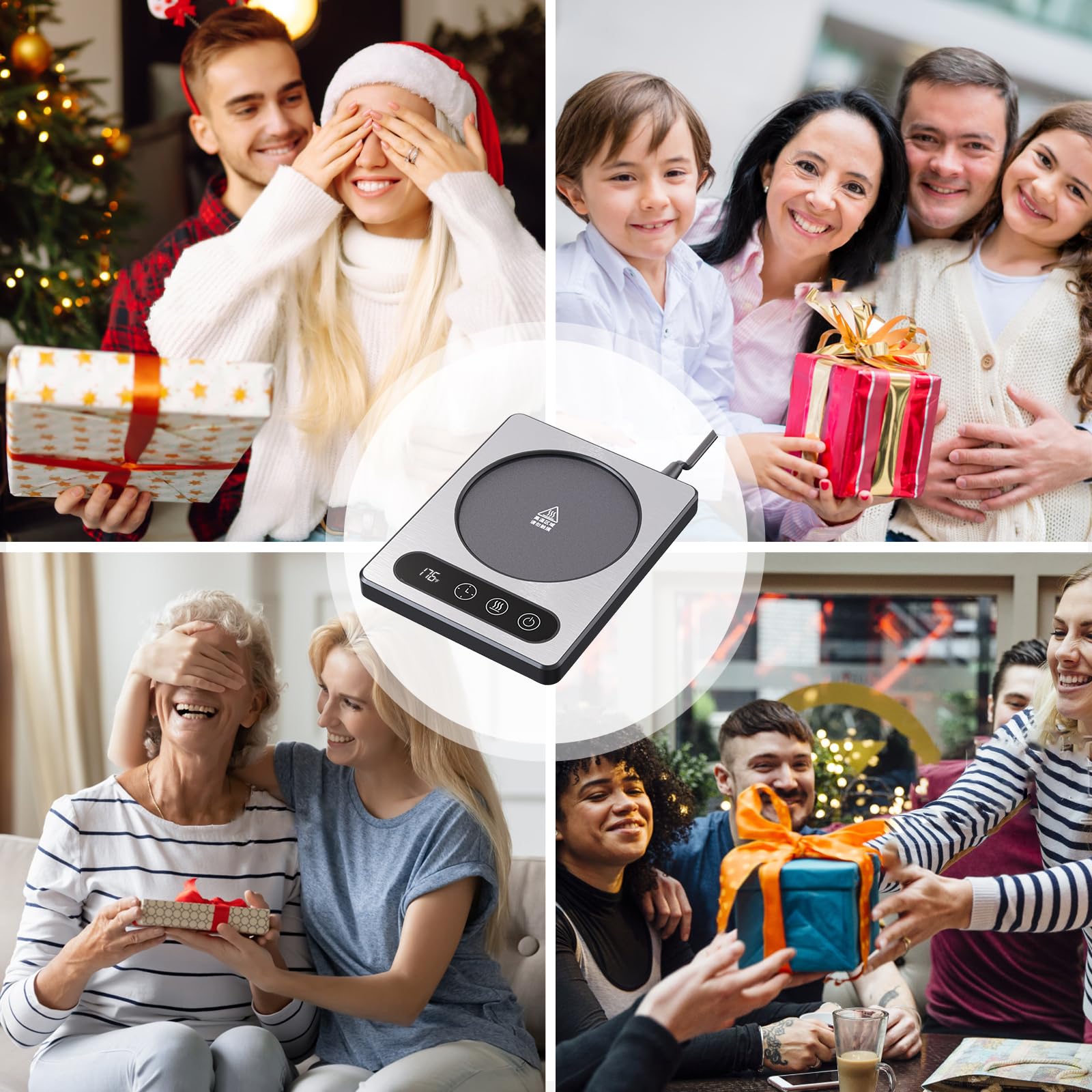 Mug Warmer, Coffee Mug Warmer with LED Display Touch Screen, 9 Temperature Settings Coffee Warmer, 2-12h Timing Mode of Mug Warmer for Desk, Multifunctional Cup Warmer for Milk, Coffee, Tea, Candle