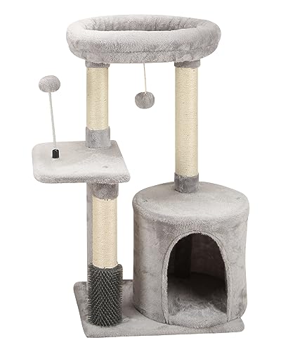 MIAO PAW 16Cat Tree Tower for Indoor Cats - Condo with Sisal Scratching Posts,Jump Platform Cat Furniture Activity Center Play House Bed Grey