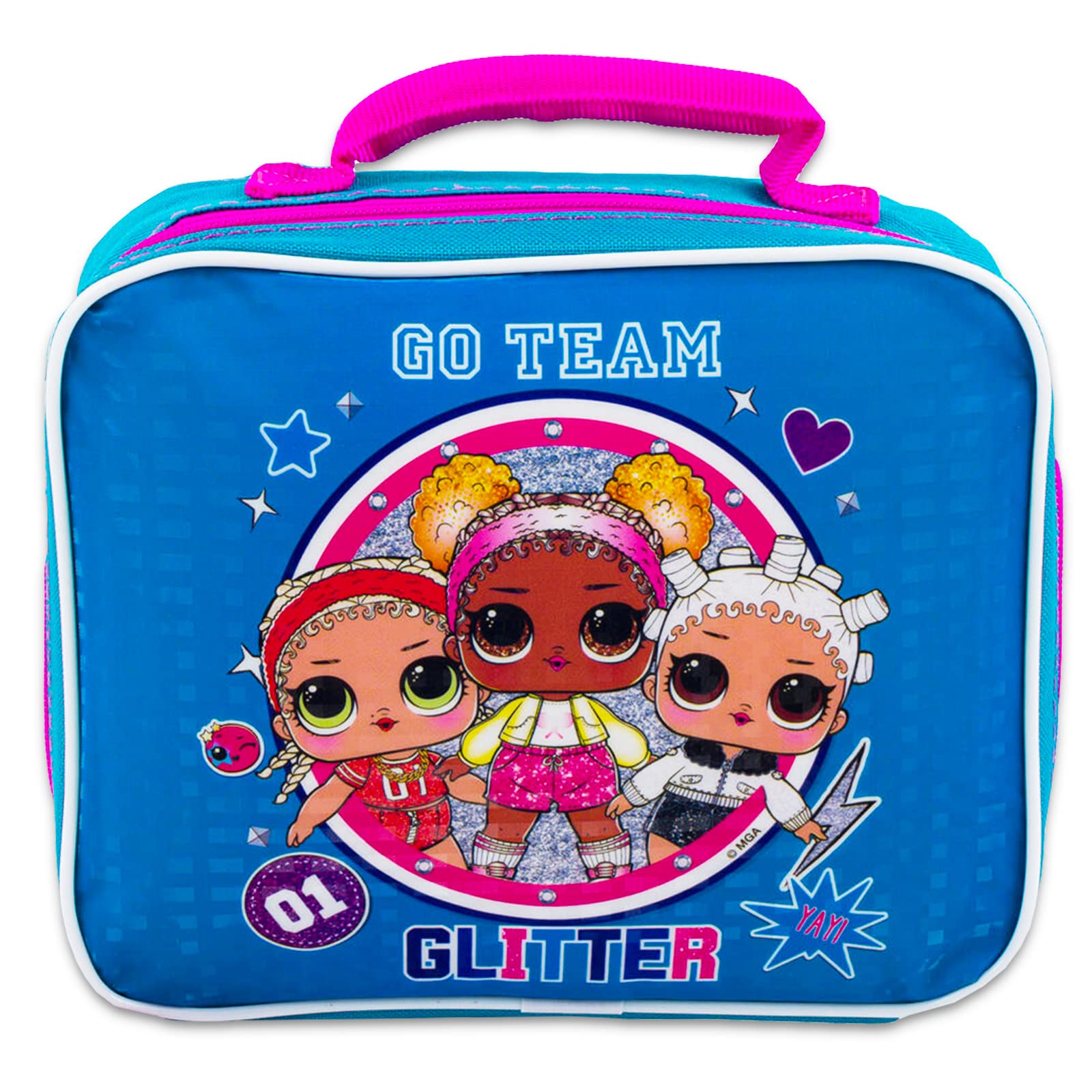 LOL Surprise! 4-Piece Bundle - LOL Lunch Bag, Water Bottle, Stickers, and Bonus Cat Door Hanger