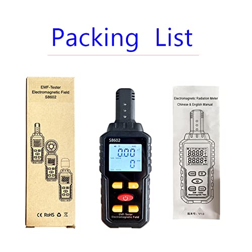 JHEUAYK 3 in 1 EMF Meters, Digital Radiation Dosimeter Geiger Counter, EMF Electromagnetic Radiation Electrical Testers, Electric/Magnetic Field Temperature Detectors, Black