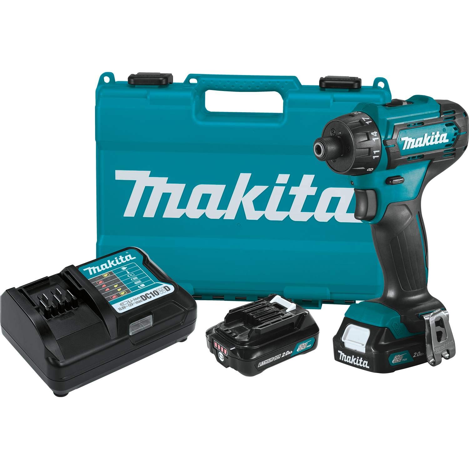 Makita FD10R1 12V max CXTĀ® Lithium-Ion Cordless 1/4" Hex Driver-Drill Kit (2.0Ah)