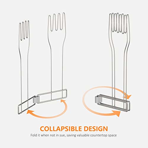 KORRTFID Kitchen Glove Holder,Stainless Steel Kitchen Vertical Glove Support Multi-Purpose Glove Drain Rack,Collapsible Glove Drying Stand,Rubber Glove Drying Rack,Mitten Drying Rack(Small)