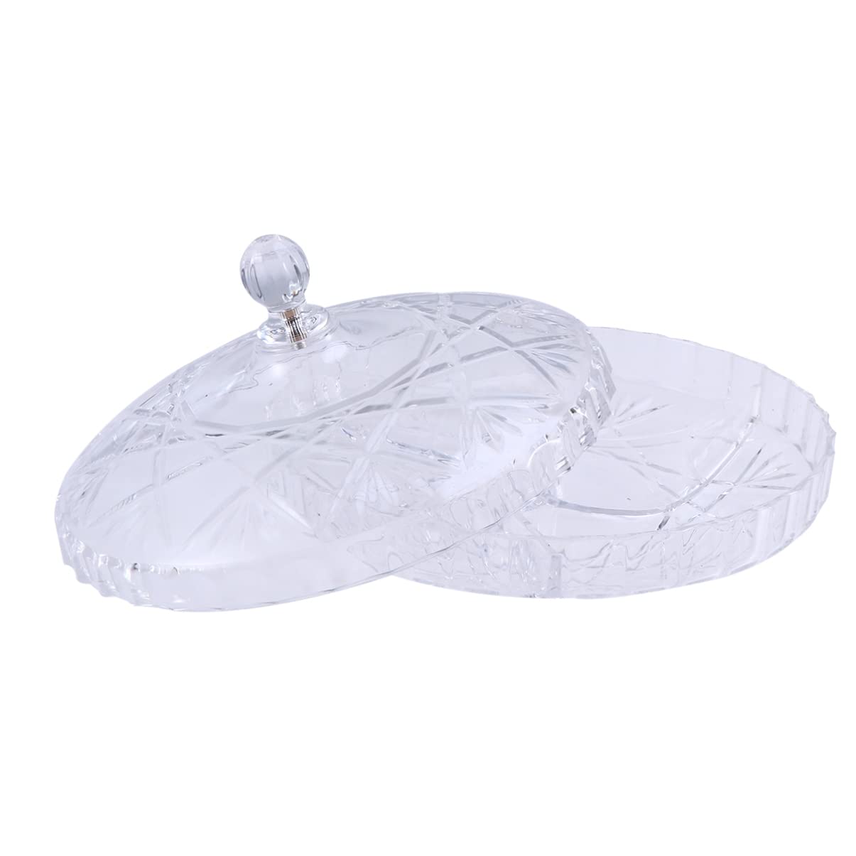 Kichvoe Veggie Tray 3 Compartment Serving Tray with Lid Round Food Storage Container Nuts Serving Platter Candy Bowl Appetizer Tray for Fruit Snack Appetizer 25CM Divided Serving Tray