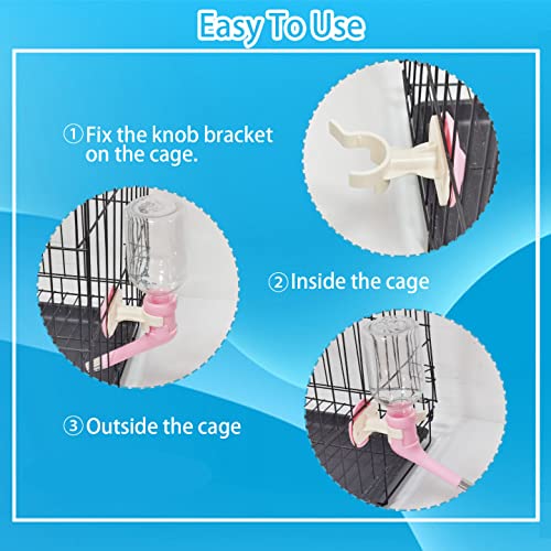PINVNBY Rabbit Dog Water Bottle No Drip Hanging Chinchilla Water Dispenser Plastic Leak-Proof Bunny Waterer Suspended Small Pet Water Feeder for Ferret Hedgehog Squirrel Kitty Puppy (Pink)