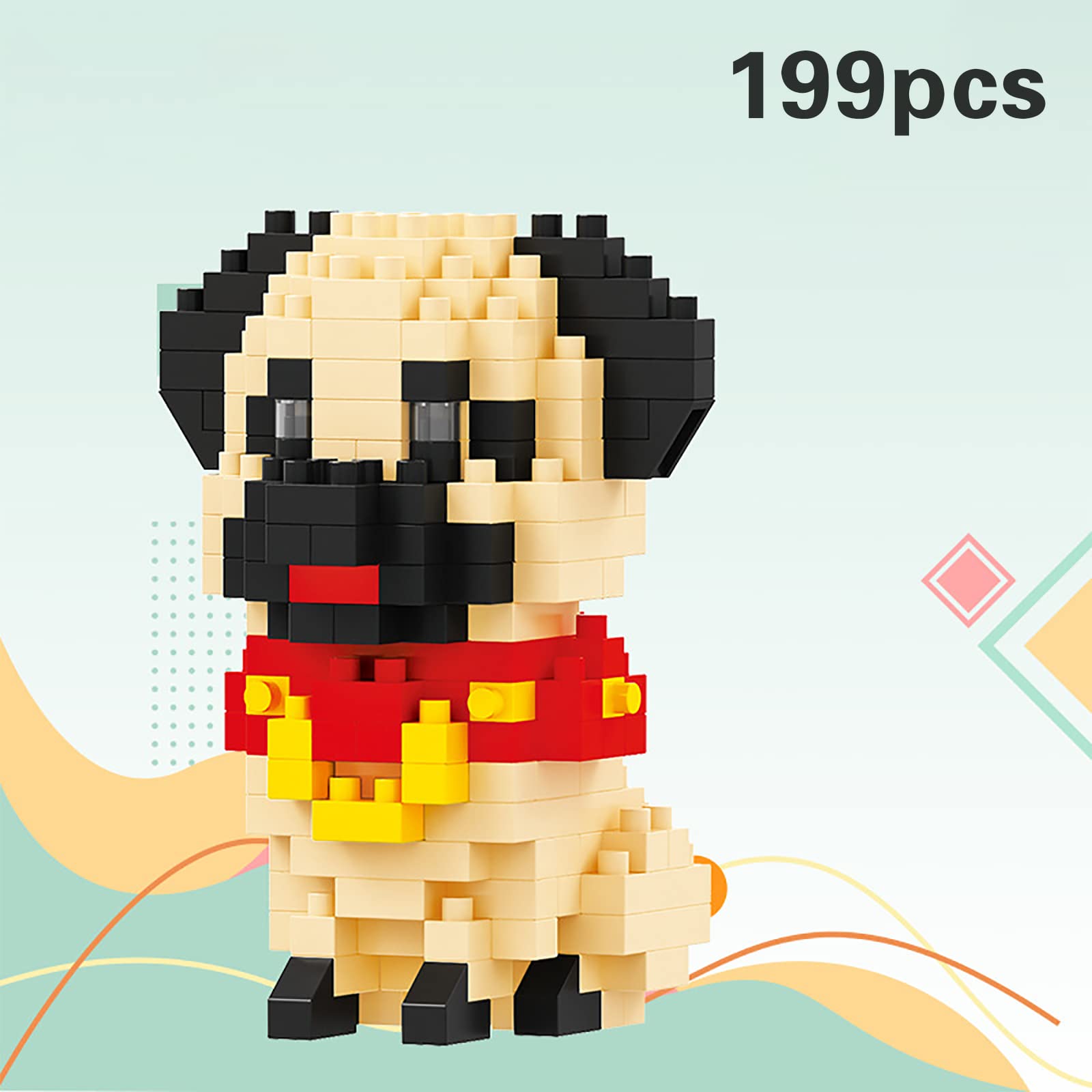 Larcele Micro Dog Building Blocks Set, DIY Mini 3D Building Toy Bricks,199 Pieces KLJM-08 (French Bulldog)