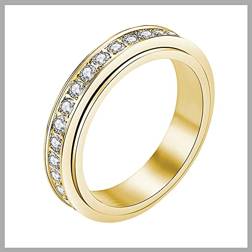 MIFYNN Vikanda Thermogenic Moissanite Spinner Ring - Gold Spinner Rings Use It to Relieve Your Child Stress,Anxiety Ring for Women Gift for My Stepdaughter