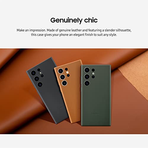 SAMSUNG Galaxy S23 Ultra Leather Phone Case, Premium Protective Cover w/Front and Back Protection, Soft Grip, US Version, EF-VS918LGEGUS, Green