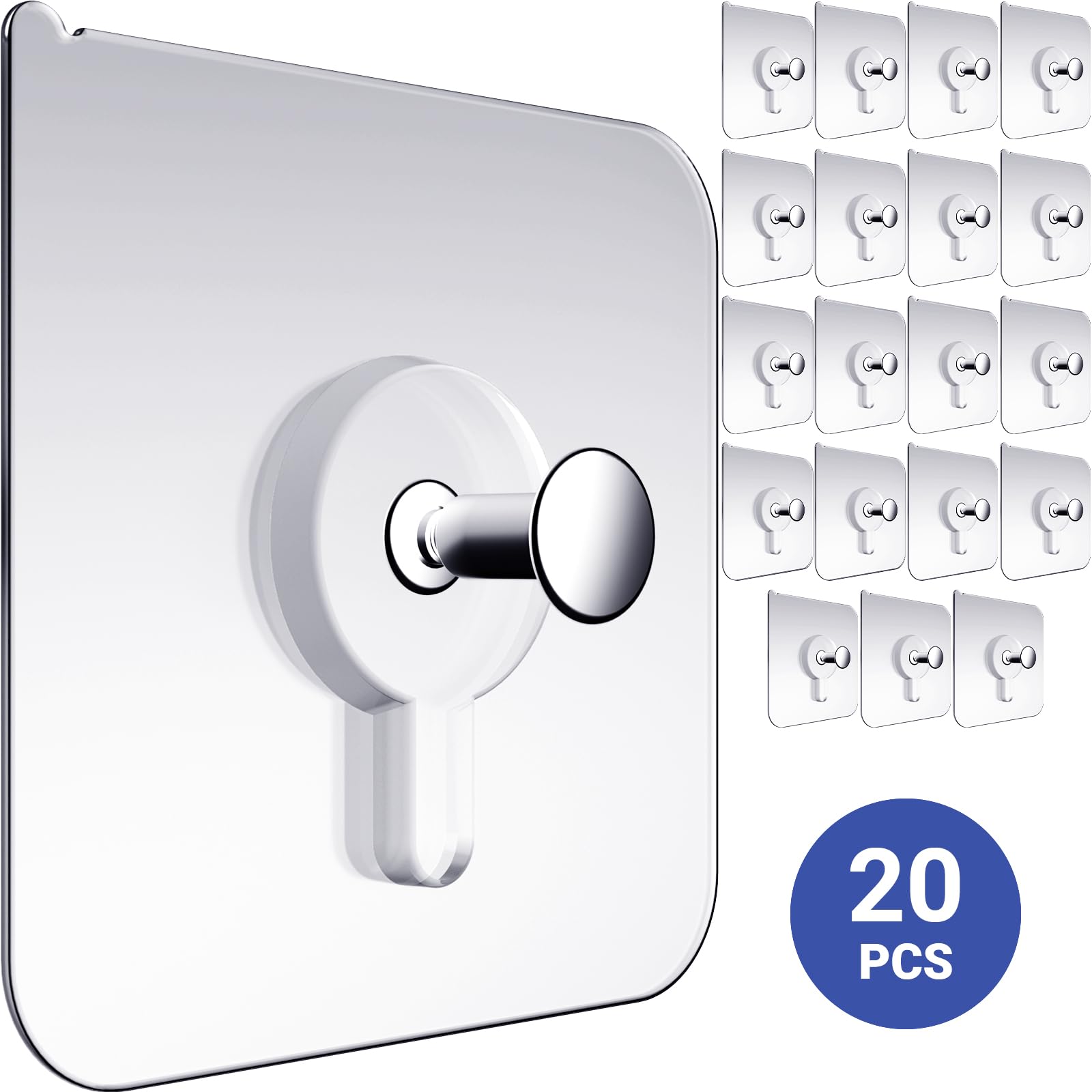 Picture Hangers Without Nails, Nail Free Wall Hangers,20 Counts Adhesive Wall Hooks for Hanging with Waterproof and Oilproof,13 lbs Load Max