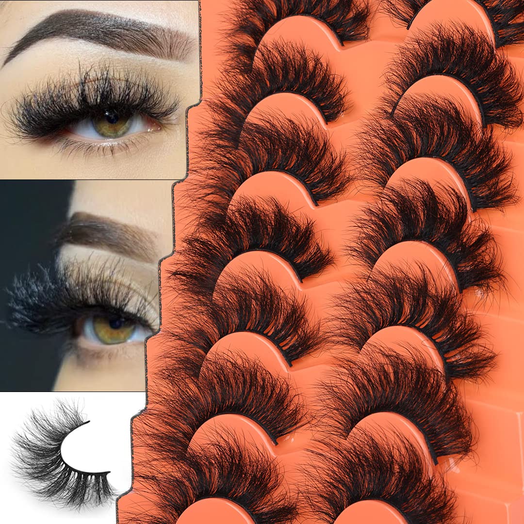 Mink Lashes Fluffy Wispy Faux Mink False Eyelashes 18MM-20MM Mink Long Lashes Dramatic Thick Volume Fake Eyelash Pack 7 Styles by wtvane