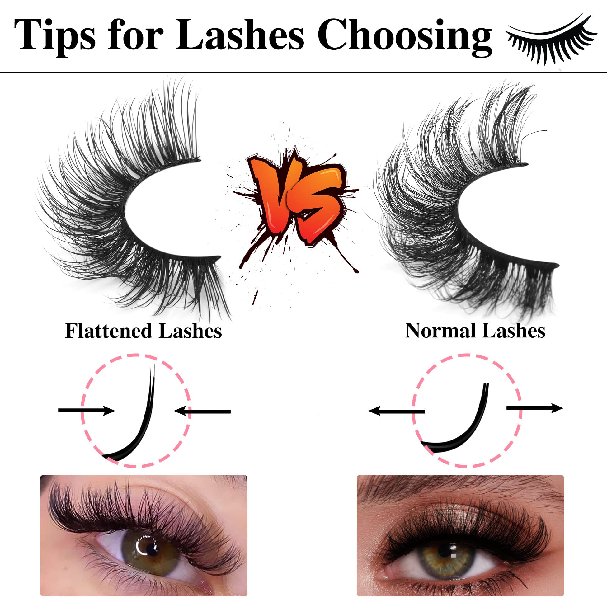Mink Lashes Natural Look False Eyelashes Cat Eye Lashes Flat Wispy Lash 3D Strips Lashes 8 Pairs Fake Eyelashes Extension by Winifred