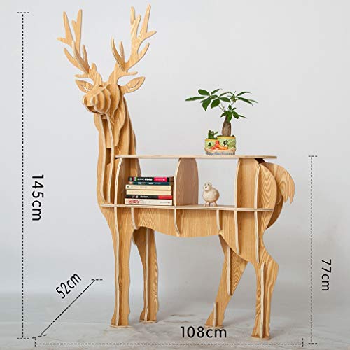 ROLTIN Storage Shelf DVD Bookcase Storage Rack Bookshelf Animal Shelf Male Deer Shape Flower Stand Model Room Coffee Table Clothing Store Landing Decoration (Size : 89 * 39 * 12