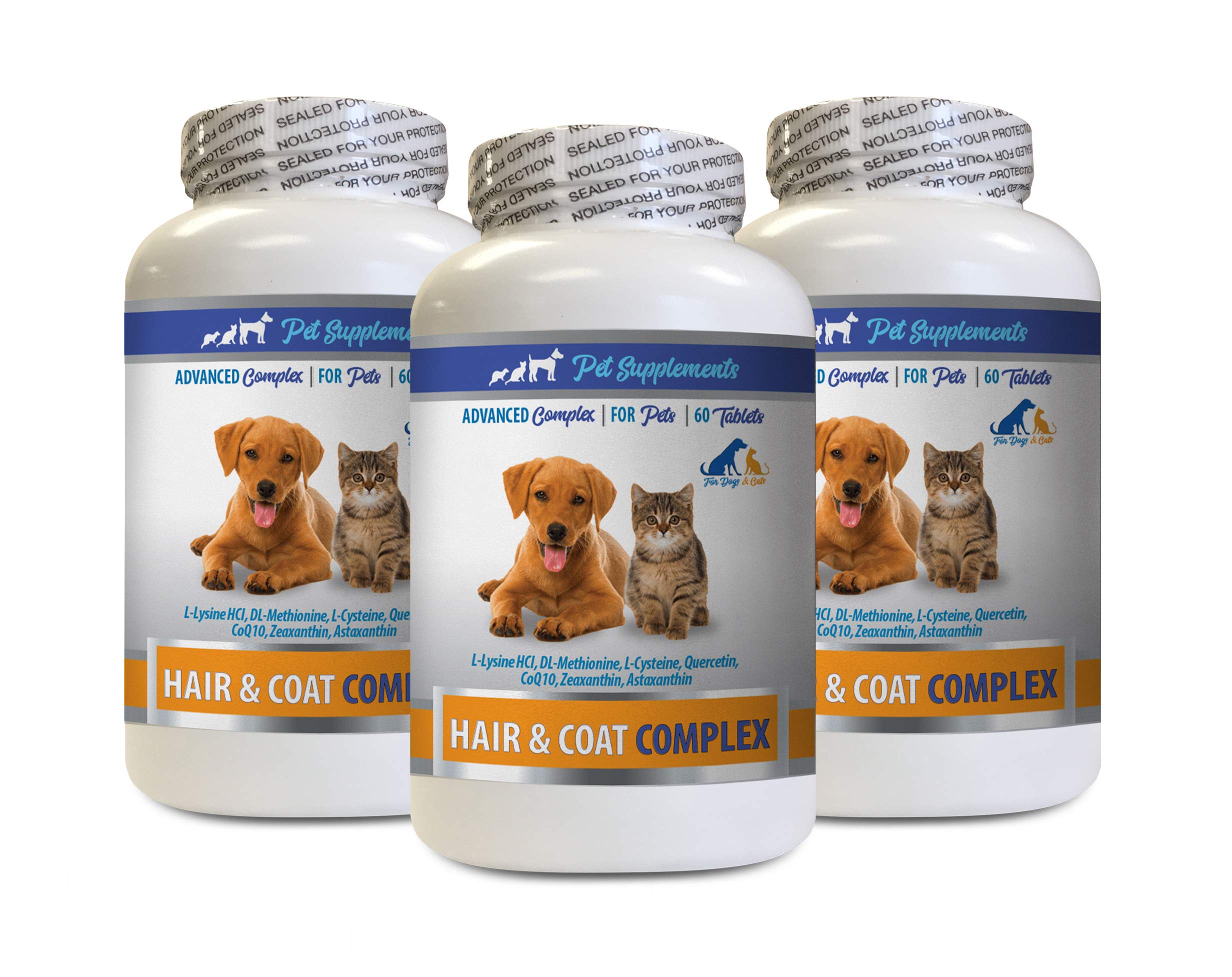 Pet Supplements Dog itching Skin Relief Pills - Pets Hair and Coat Complex - for Dogs and Cats - Advanced Benefits - Itch Relief - Vitamin e for Dogs Oral - 3 Bottles (180 Tablets)