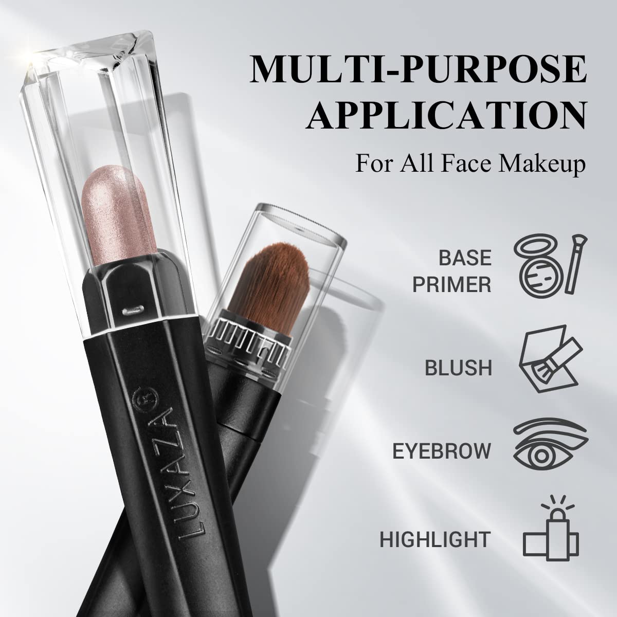 LUXAZA Eye Shadow Stick, Cream Single Makeup with Blending Brush, Eye Brightener Stick, Highlighter Stick, Eyeliner, Smooth Metallic #74 Cloud Pink Pearl