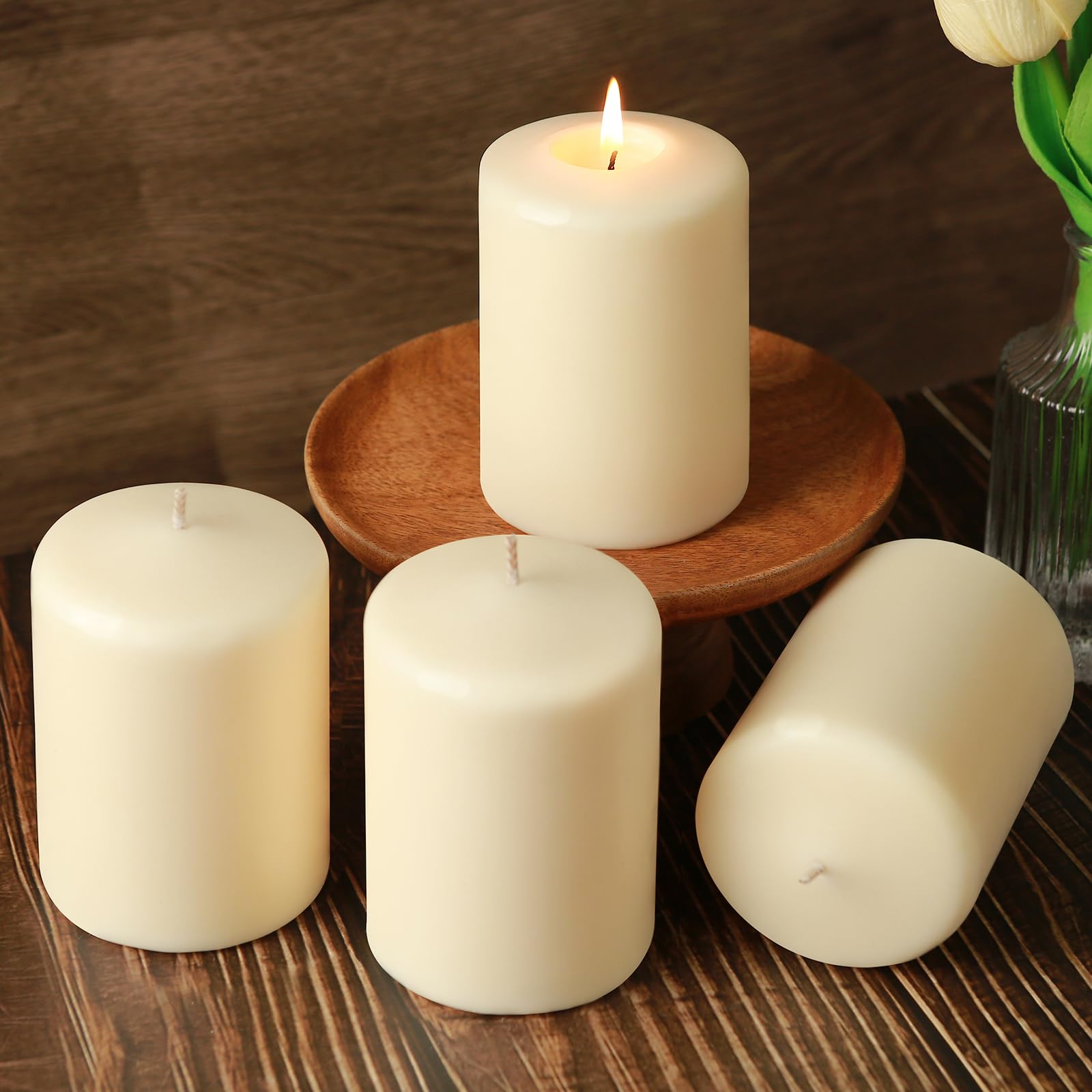 Pillar Candles,6 Count Unscented Pillar Candle,70 Hours Smokeless Pillars Candles Bulk,2.8"x6" Hand-Poured Candles Pillar for Emergency Home Decor Prayer Christmas Party,Ivory