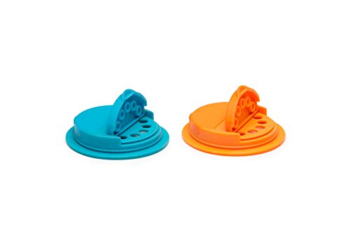 Jarware Spice Lids for Regular Mouth Mason Jars, Set of 2, Orange and Blue