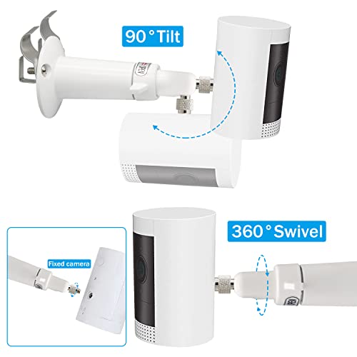 Ring Camera Vinyl Siding Wall Mounts No Drill 360 Degree Adjustable,Compatible with Ring Stick up Cam & Ring Indoor Cam(2Pack White)