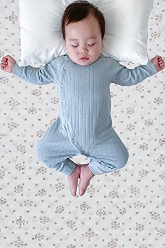 Minky Bassinet Sheet Set 2 Pack Stretch Fitted Cradle Sheets,Ultra Soft Thick Universal Fit Oval Rectangle Hourglass Pad/Mattress, for Baby Girls and Boys Dots Snowflake Blue Clouds