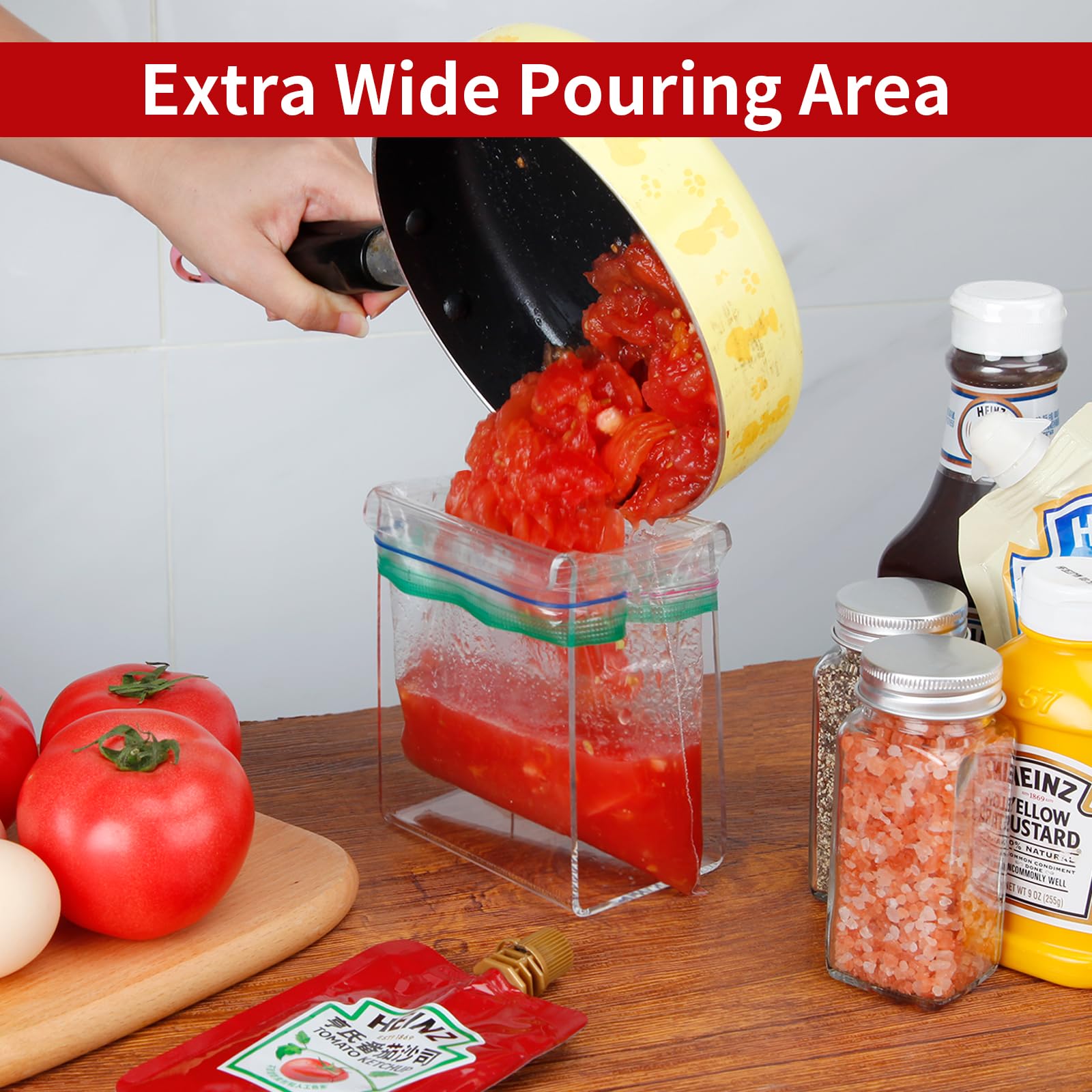 ICICUL Food Storage Bag Stand/Filling Zip Lock Freezer Bag Stand/Baggy Rack Holder/Hands-Free Spill Prevention,Compatible with Gallon, Quart, Sandwich Bag (2 Pack)