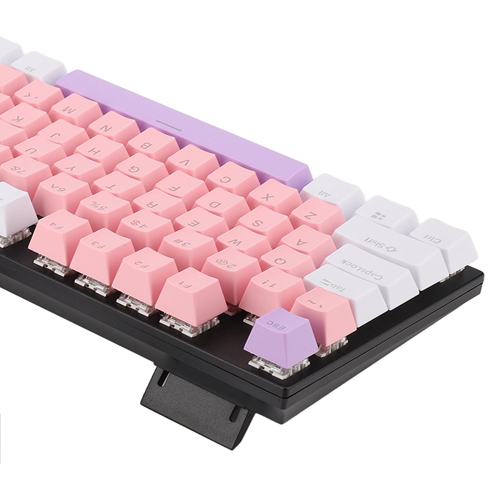 Mechanical Gaming Keyboard, Keyless Conflict Gaming Keyboard with 87 Keys Color Lock for Laptop (Pink Purple)