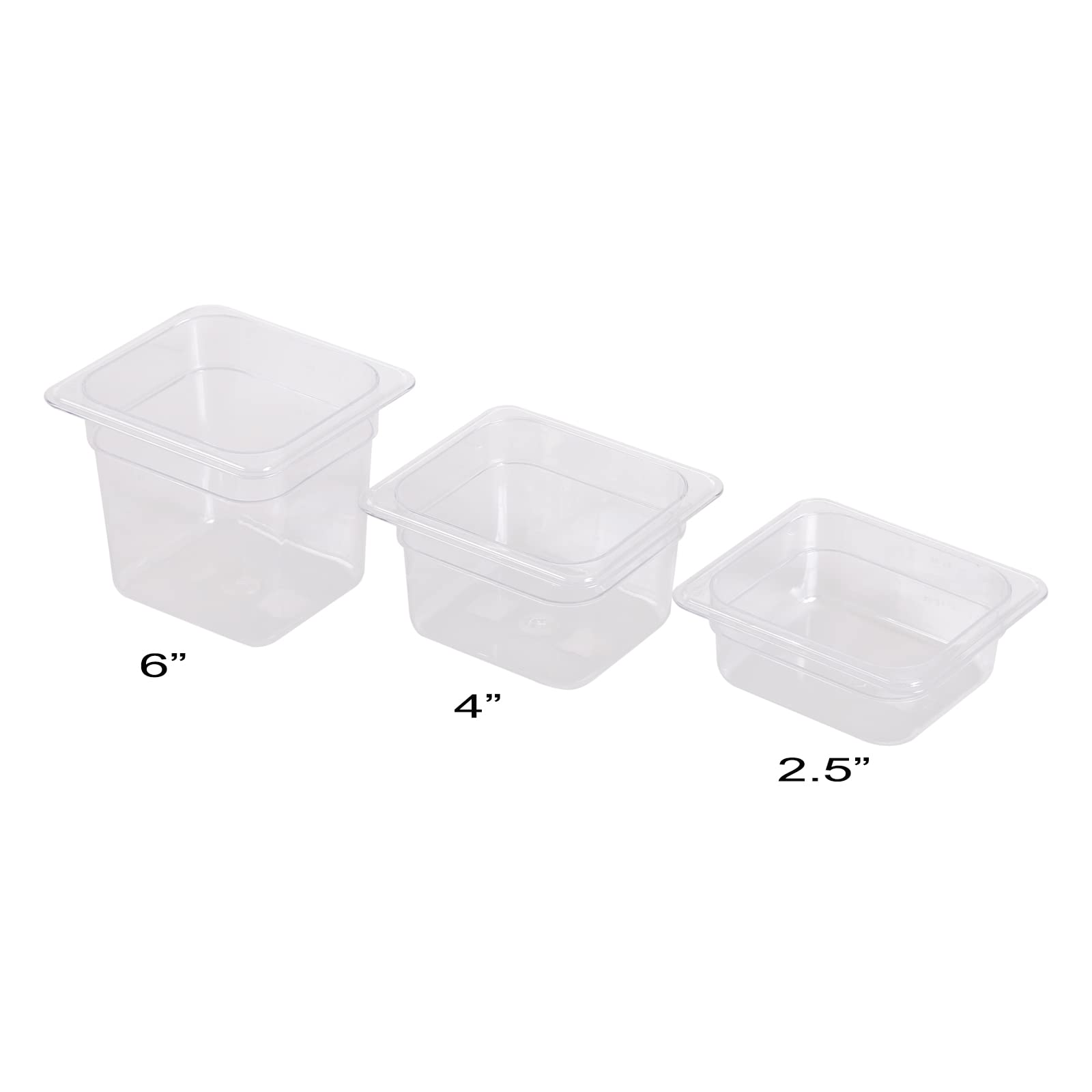 LUSTON 6-Pack Plastic Food Pan, 1/6 Size 6" Deep,NSF, Commercial Food Pan, Catering Food Pan
