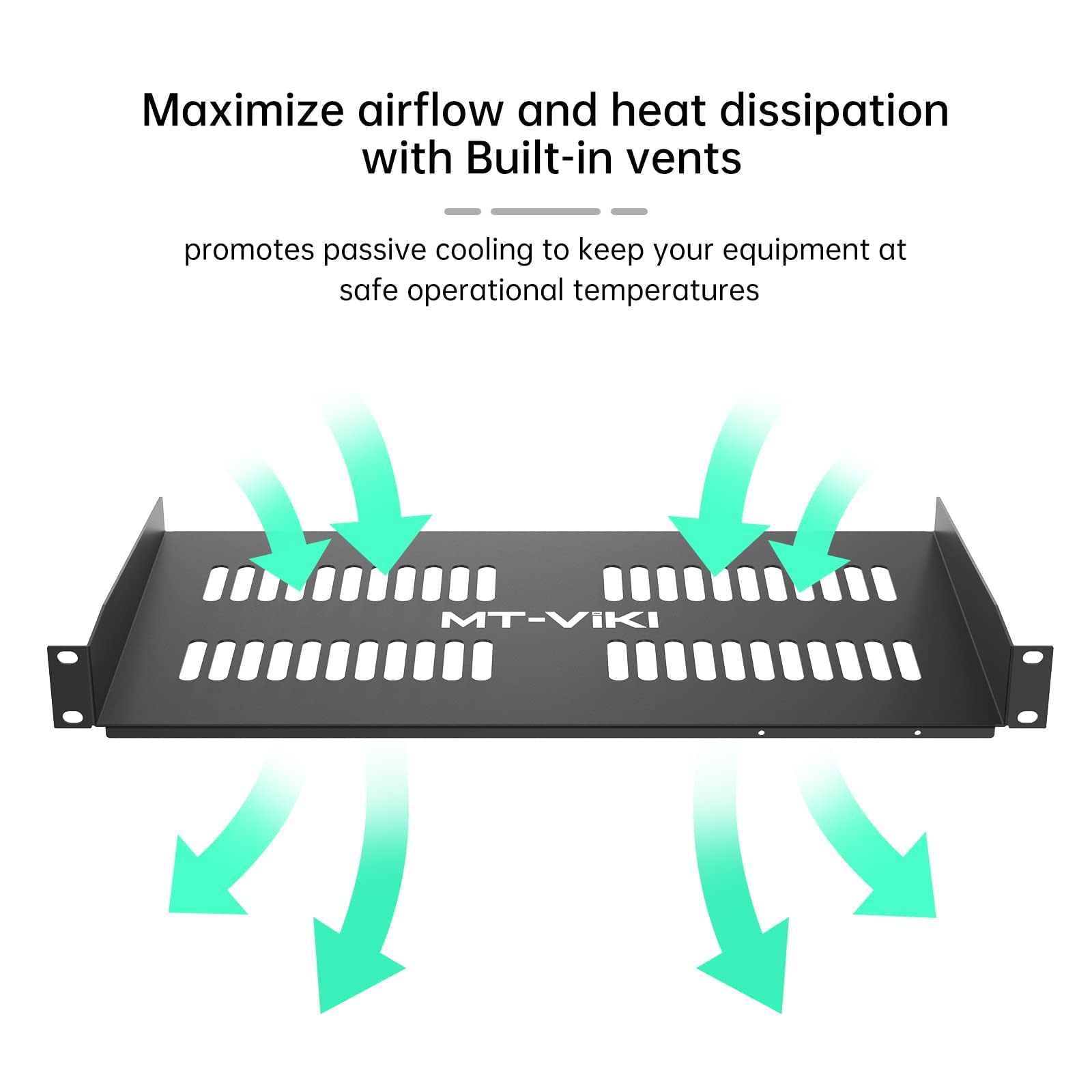 MT-VIKI 19 inch Rack Shelf, 1U Server Rack Shelf 10" deep- Universal Vented Rack Mount Cantilever Tray for 19" Network Equipment Rack & Cabinet- Sturdy (1 Pack)