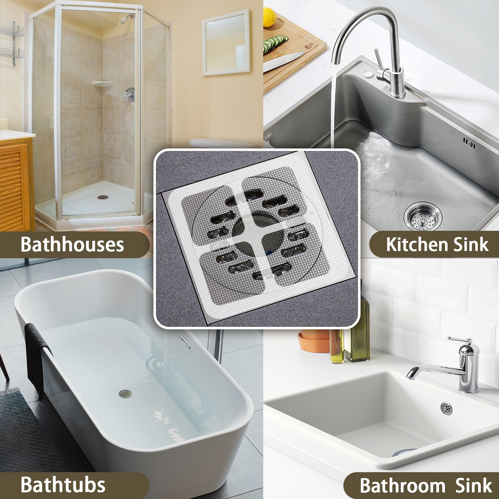 Obfuscate 50PCS Disposable Shower Drain Hair Catcher Mesh Stickers Bathroom Drain Hair Catcher for Bathroom, Laundry, Kitchen,Bathtub,Sink Square Shower Drain Mesh Sticker
