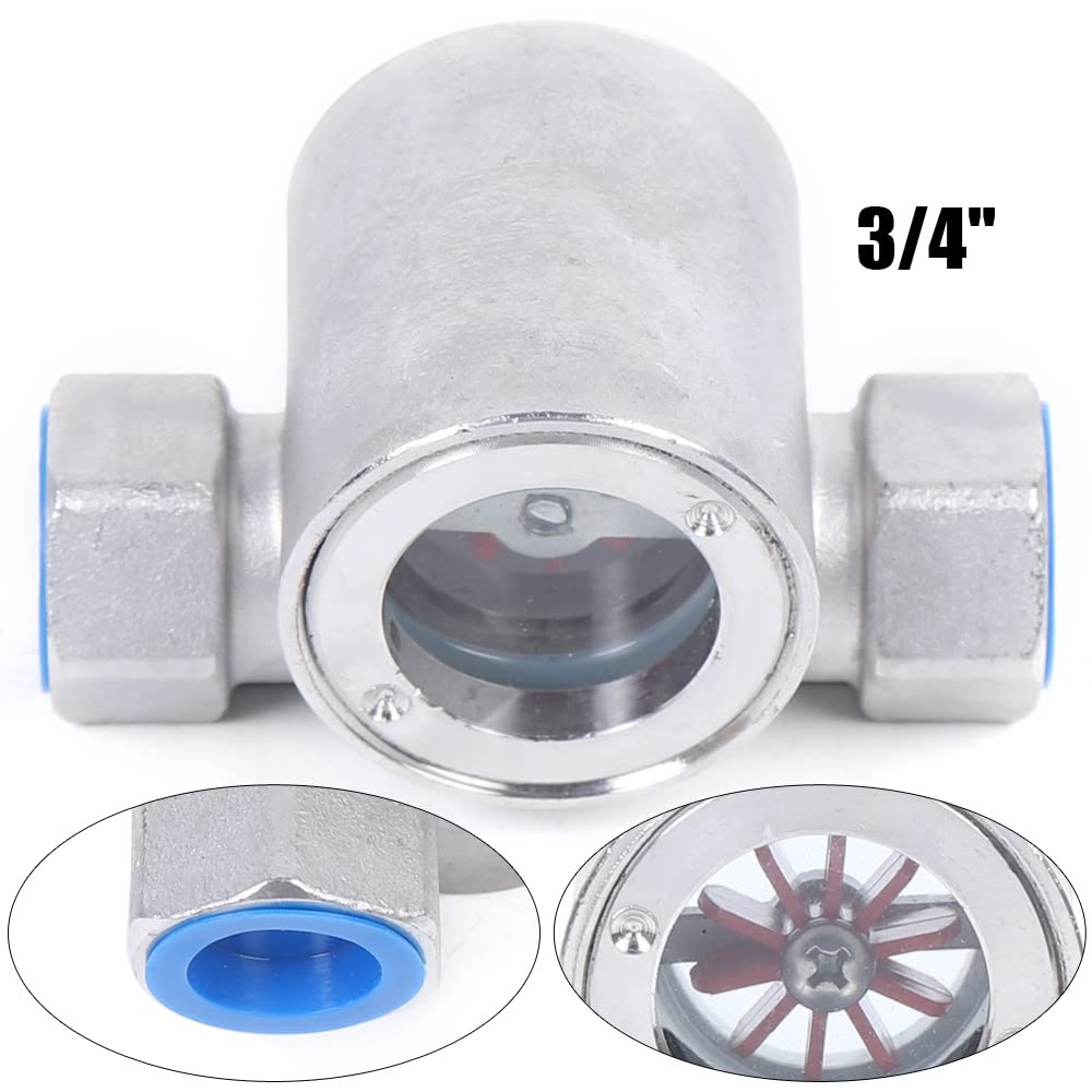 Sight Water Flow Indicator 1" NPT Female with Impeller 362Psi 2.5MPa Stainless Steel 304 Flow Indicator (1" NPT)