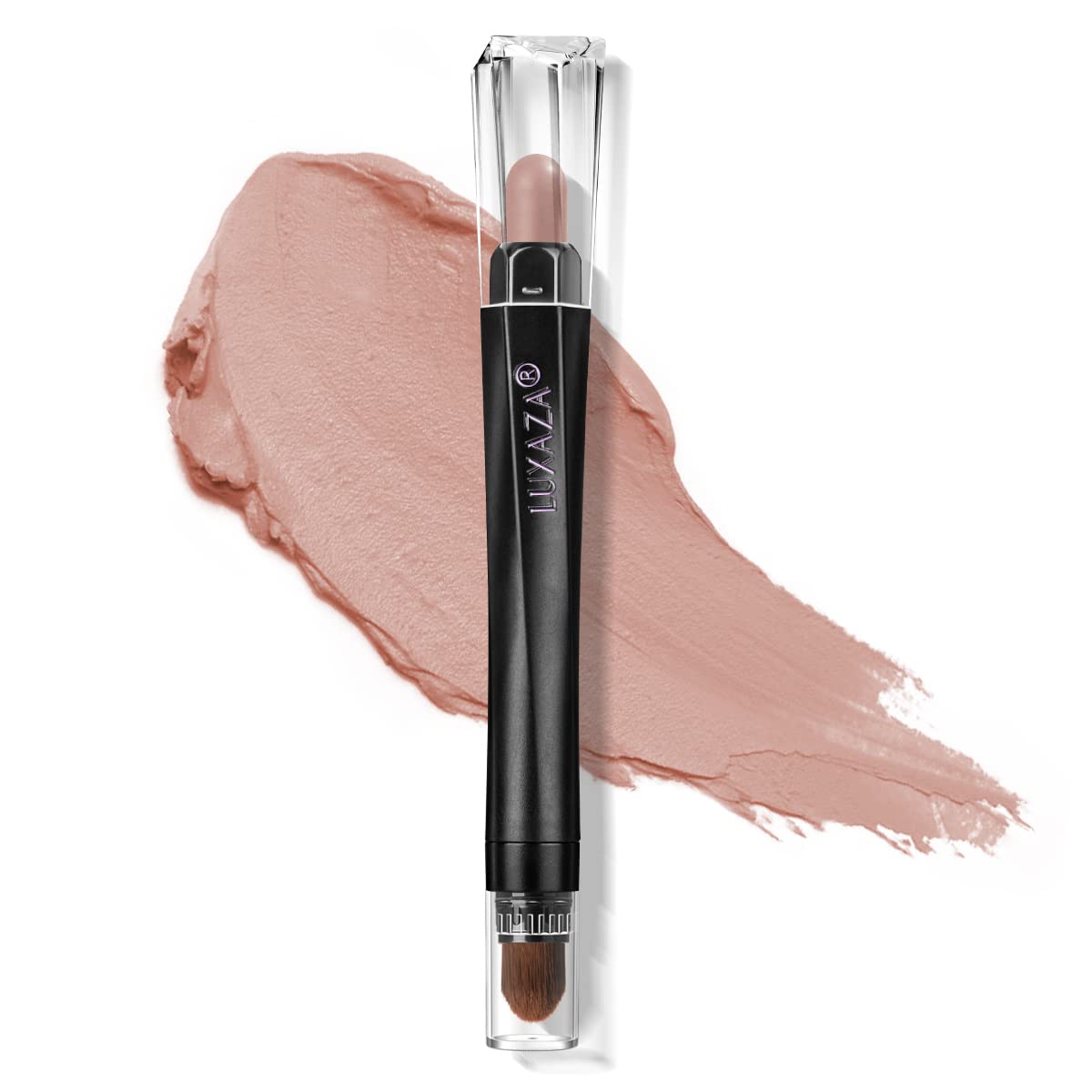 LUXAZA Cream Single Eyeshadow Stick with Blending Brush, Hypoallergenic Eye Shadow Stick Makeup, Pro Waterproof & Long Lasting Eye Brightener Stick,Eyeshadow Pencil Crayon Matte #01