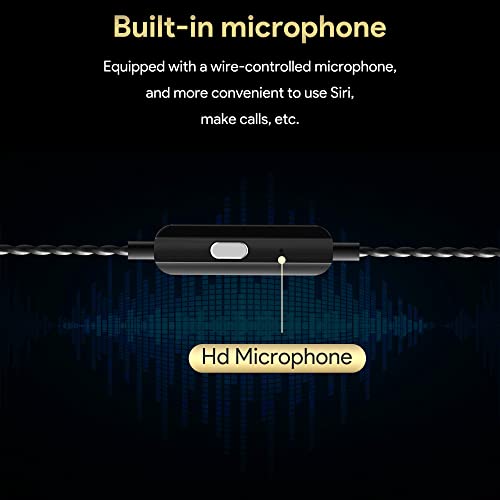 PALOVUE 3.5mm Audio Replacement Earbuds Cable Upgraded with CTIA, MMCX Earphone Cable with Mic, 180 Core 7N Tinsel Silver Copper Extension Wire Cable with Android/iOS