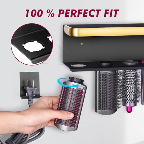 Prthaus Storage Holder for Dyson Airwrap Wall Mount Curling Iron Organizer and Storage rack Attachment Holder Stand Self Adhesive Holder Countertop Shelf for Vanity Bathroom