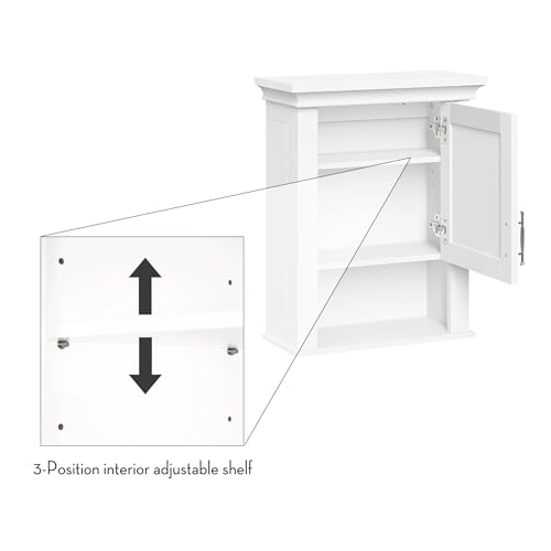 RiverRidge Somerset Single Door Wall Cabinet - Bathroom Medicine Cabinet with Inset Door, Coved Top Shelf, 2 Interior Shelves & Open Display Shelf β Elegant Bathroom Cabinet for Expanded Storage