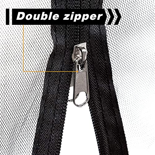 LooDro Square Patio Umbrella Mosquito Nets 10 x 10 x 7.5ft,Polyester Umbrella Netting with Zipper Door and Adjustable Rope,Fits 8-10ft Outdoor Umbrellas and Patio Tables (Black)