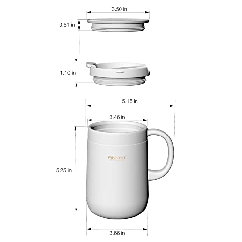 PINKAH Stainless Steel Coffee Mug with Lid and Handle, Double Wall Vacuum Insulated Cup, 16oz, Pink