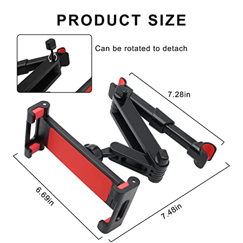 MaxLancer Tablet iPad Holder for Car Mount Headrest - iPad Car Holder Back Seat Travel Essentials Headrest Car Tablet Holder Mount Road Trip Essentials for Kids Adults Fits All 4.7-12.9" Devices (Red)