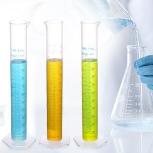QWORK 100ml Polypropylene Plastic Beakers β Laboratory Test Beakers with Hexagonal Base, 20-Pack Transparent Measuring Cylinder Dual-Sided Measurement Lines, Science Projects & Home Use